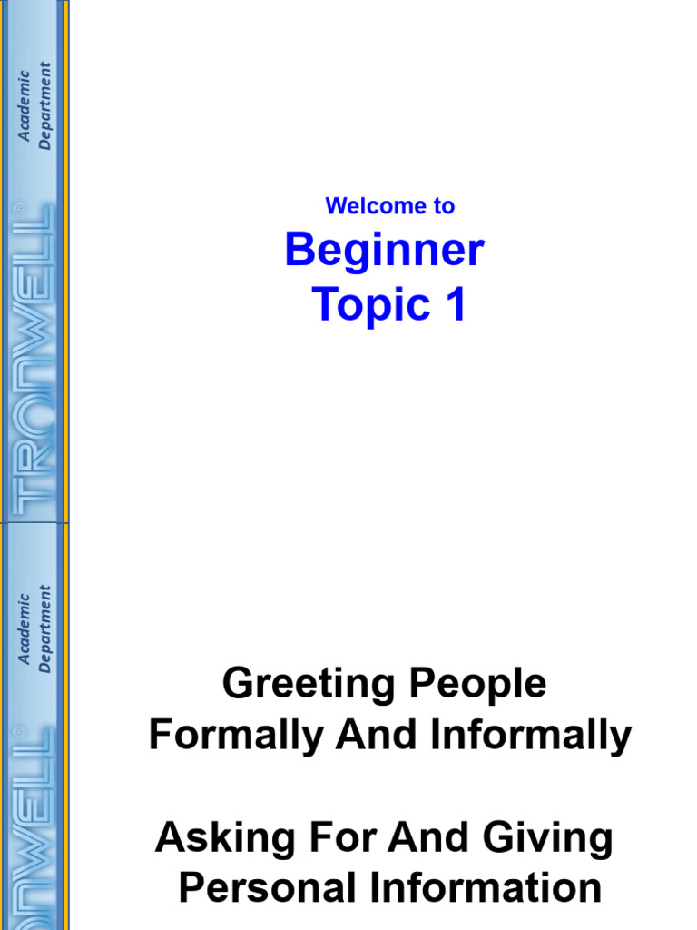 Beginner Topic 1 Personal information | PDF