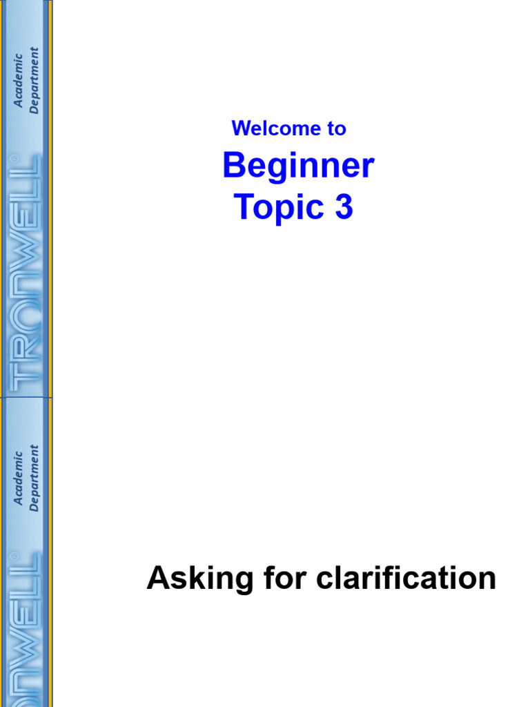 Beginner Topic 3 Clarification | PDF