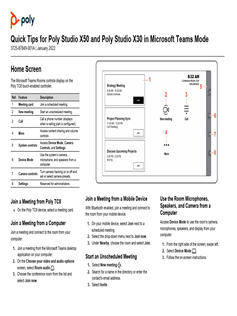 Poly X Series Teams Mode Quicktips en | PDF | Mobile Device | Video