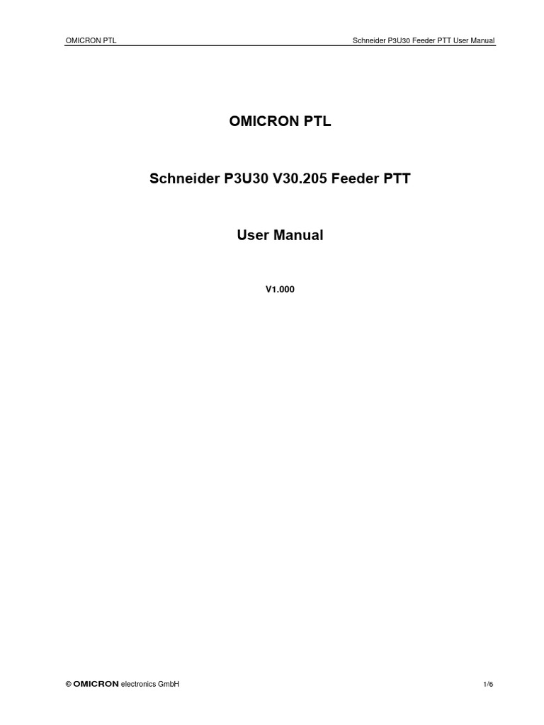 Schneider P3U30 Feeder PTT Manual | PDF | Relay | Parameter (Computer Programming)