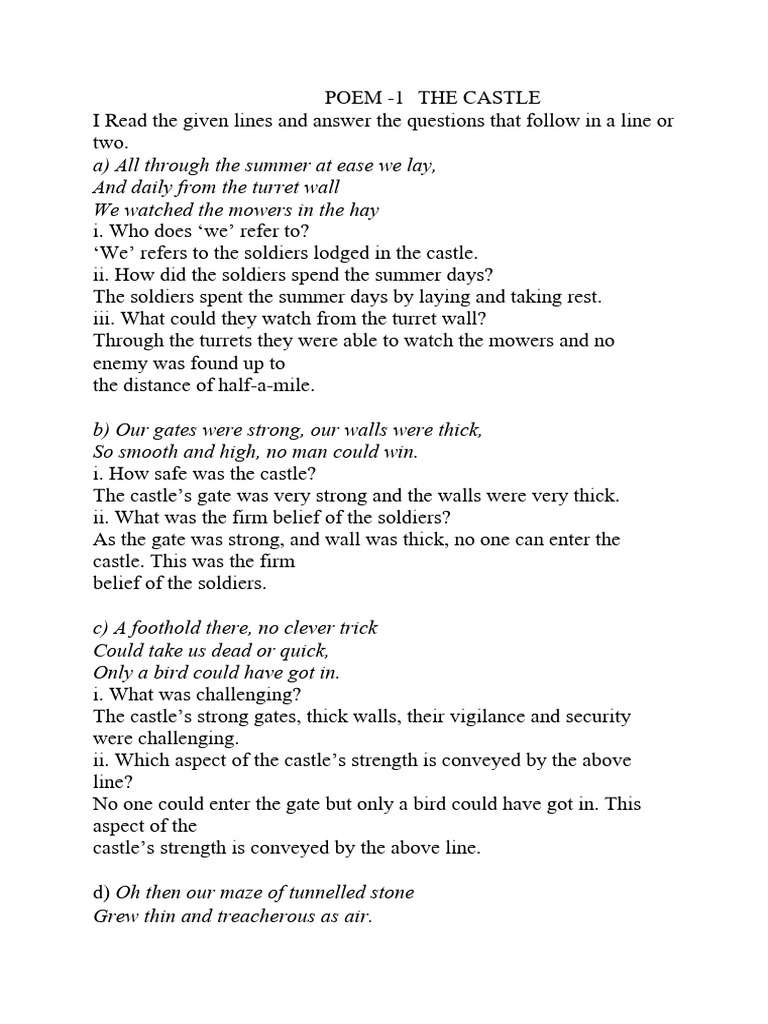 12TH Poem-1 App | PDF | Castle