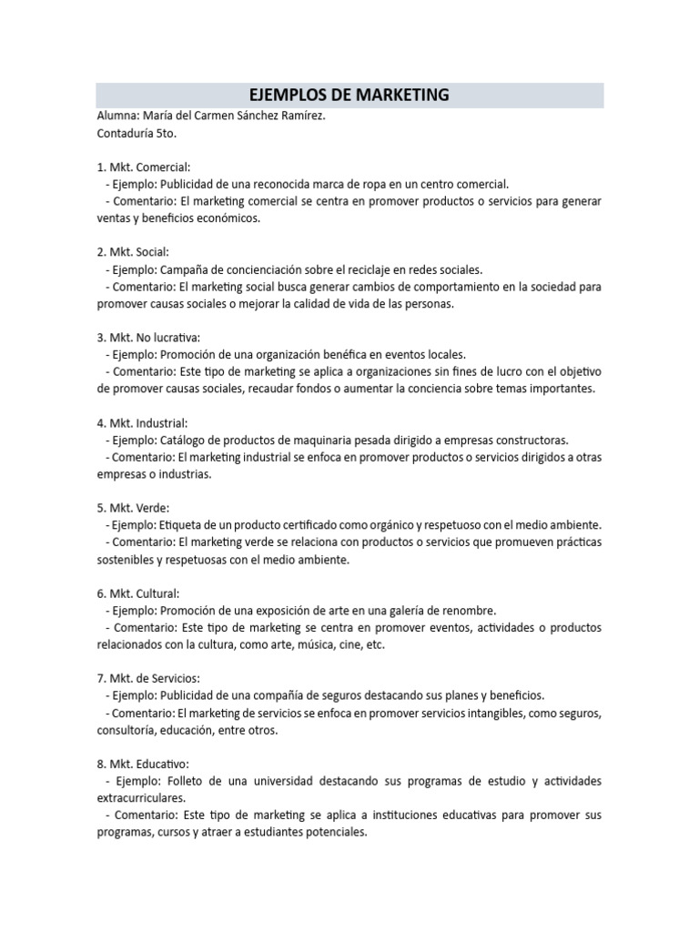 EJEMPLOS DE MARKETING | PDF | Marketing | Business