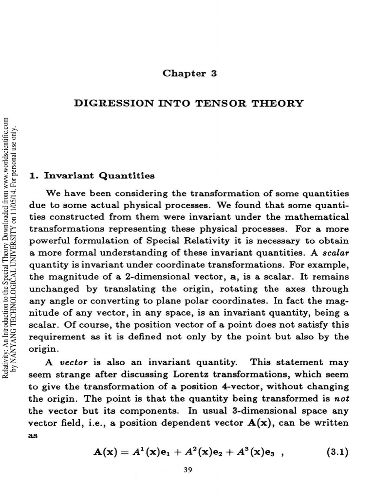 Digression-Into-Tensor-Theory-1989 CH 3 | PDF | Tensor | Euclidean Vector