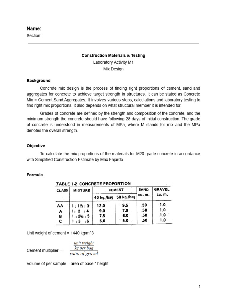 Lab Act M1 | PDF | Concrete | Cement