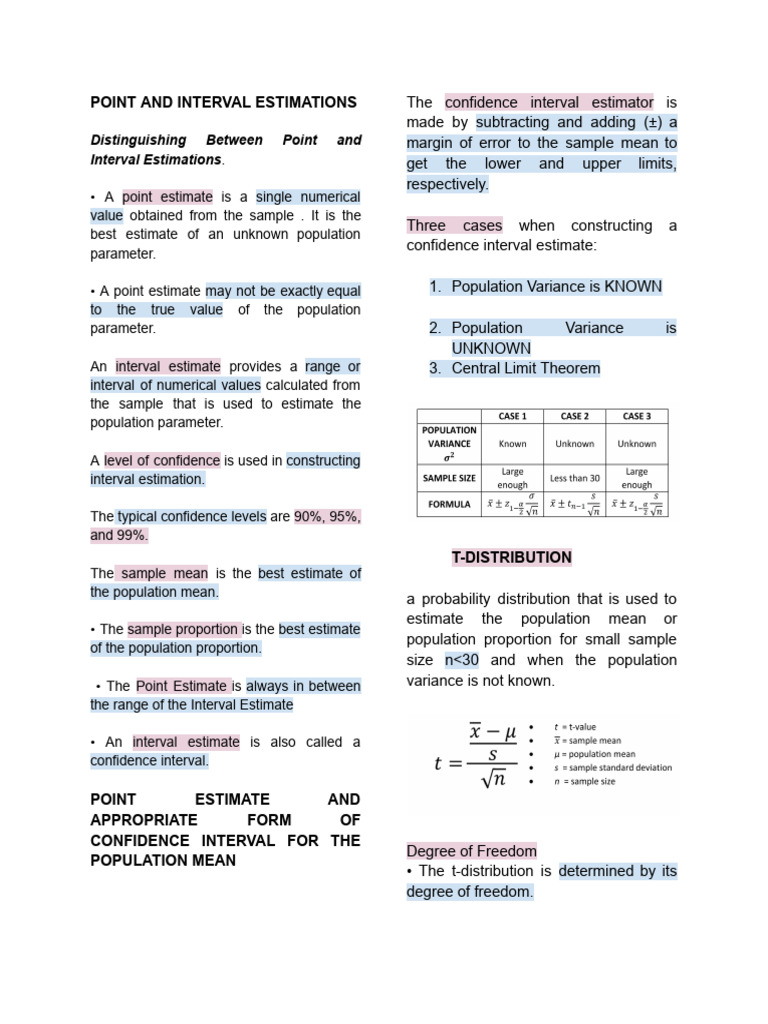 SP - Reviewer | PDF | Estimator | Confidence Interval SP - Reviewer | PDF | Estimator | Confidence Interval