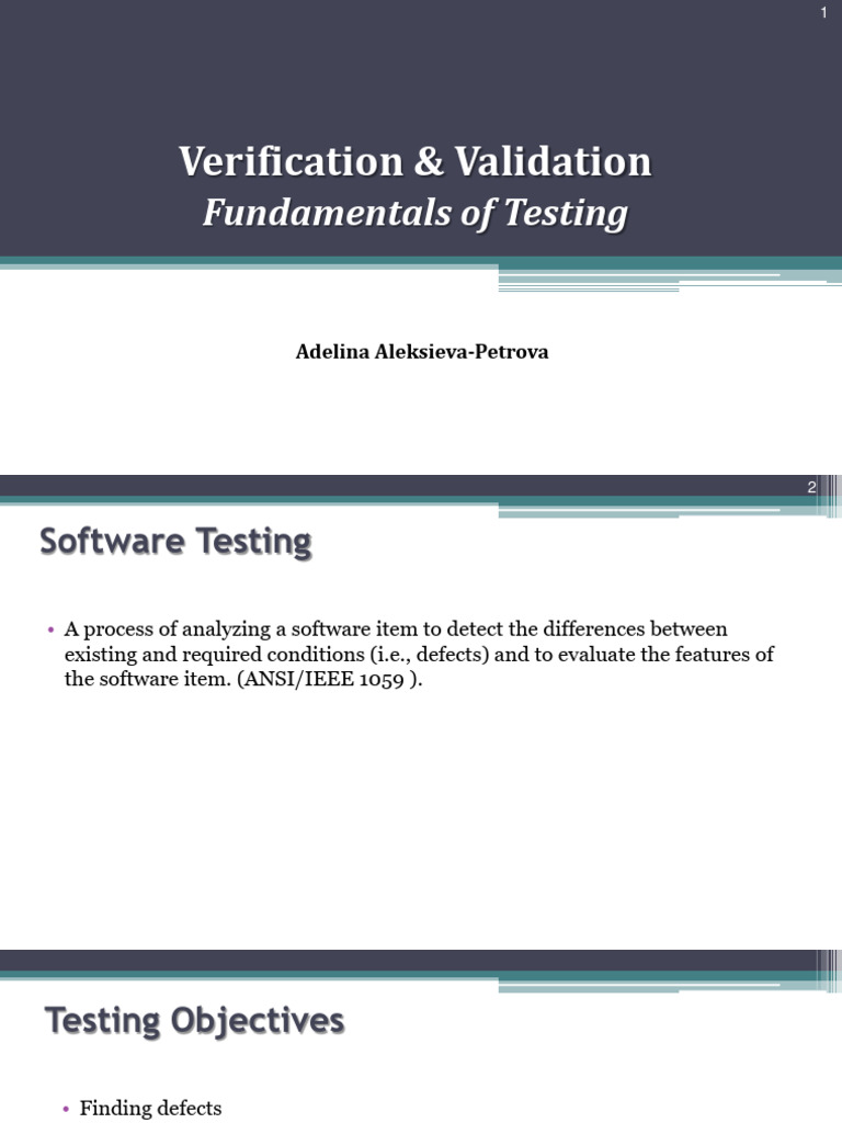 Verification & Validation in Testing | PDF | Software Testing ...