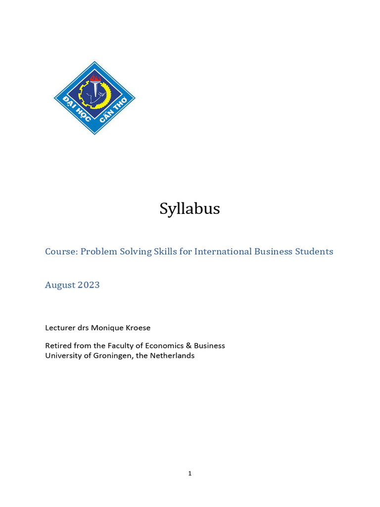 Syllabus 2023 Problem Solving Skills in An International Context For SEBA Students | PDF ...