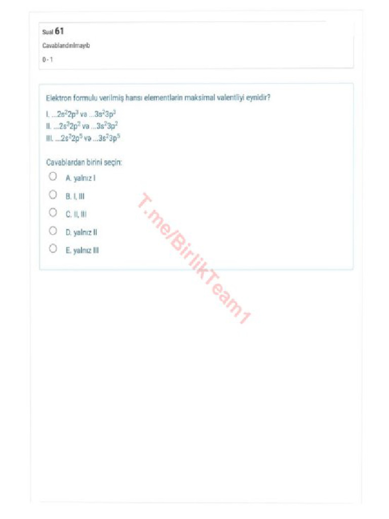 Kimya - 2021 1-Ci Qrup OTK 1 Sınağı | PDF