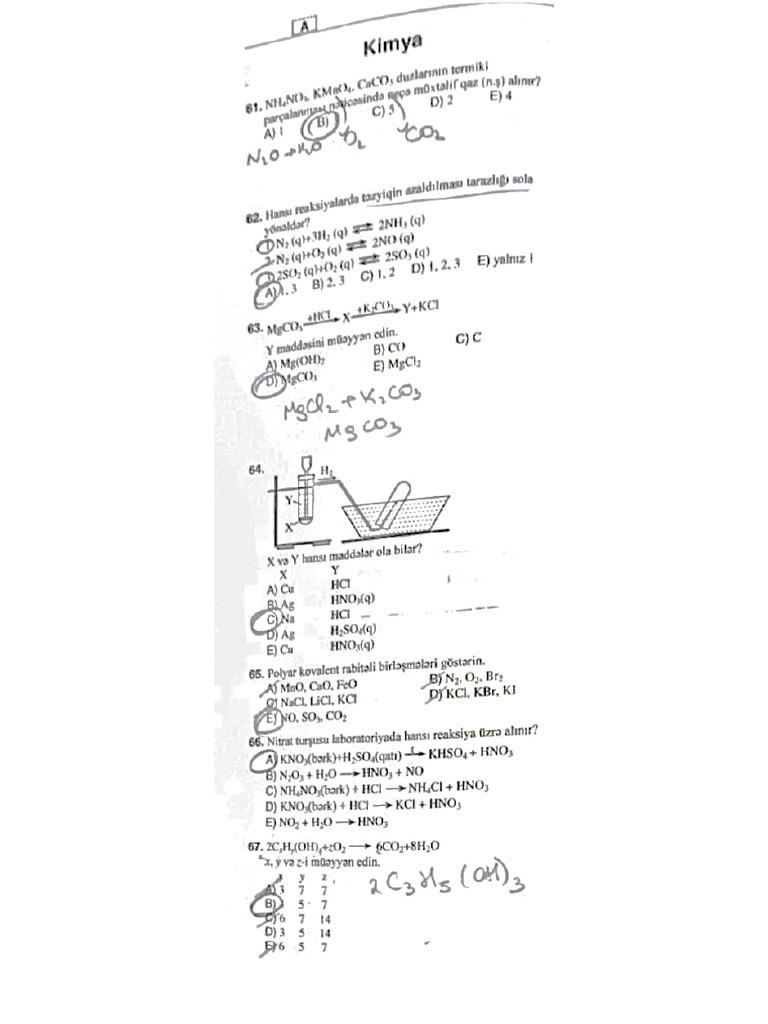 Kimya - 2024 1-Ci Qrup DİM Sınağı | PDF