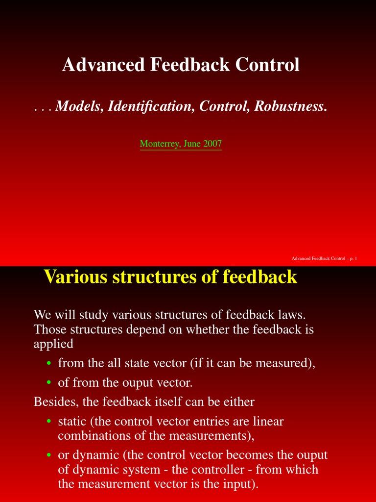 Advanced Feedback Control | PDF | Eigenvalues And Eigenvectors ...