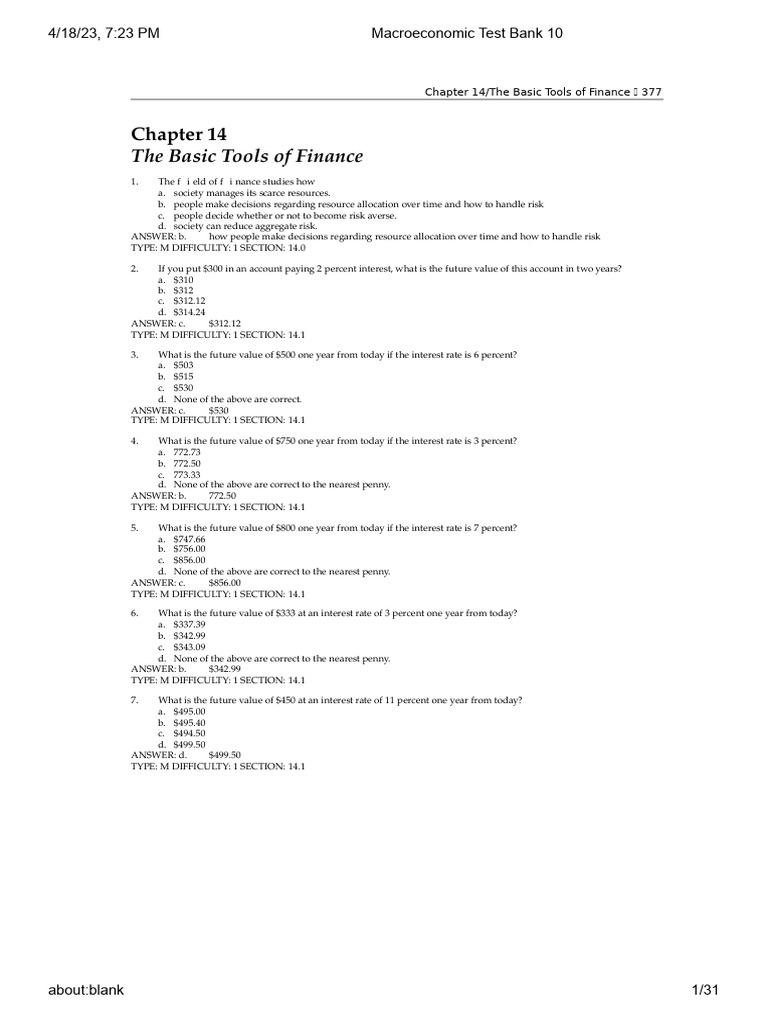 Macroeconomic Test Bank Chpater 27 | PDF
