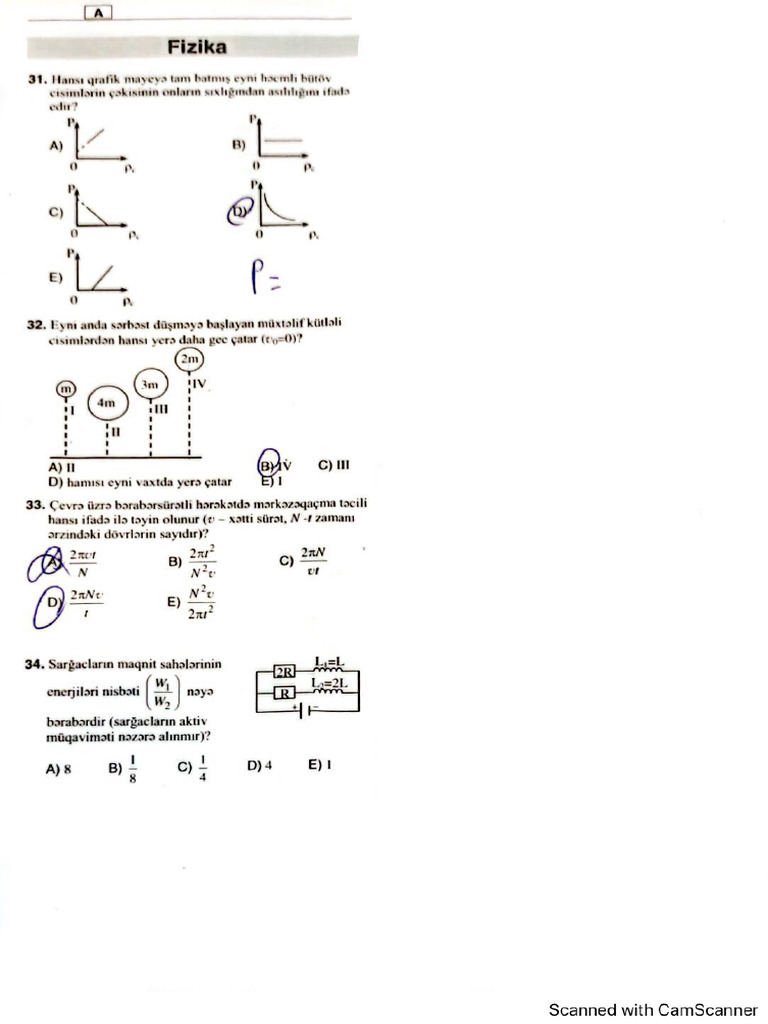 Fizika - 18.02.2024 1-Ci Qrup DİM Sınağı | PDF