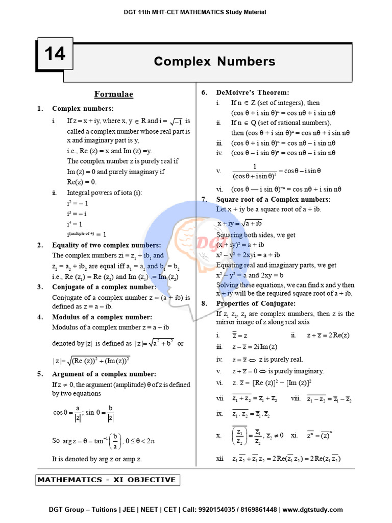 DGT Complex Nos. | PDF | Complex Number | Numbers
