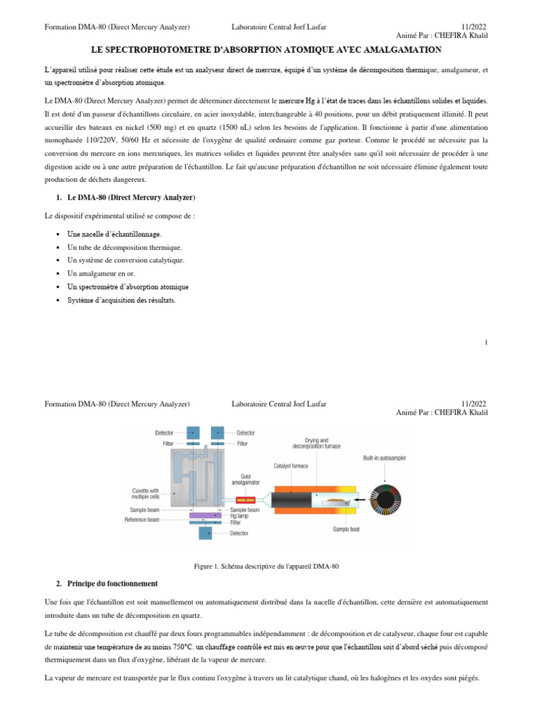 Formation sur le DMA-80 d'analyse du mercure | PDF | Mercure (Élément ...
