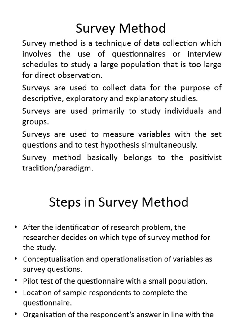 Survey Method Pdf Survey Methodology Questionnaire