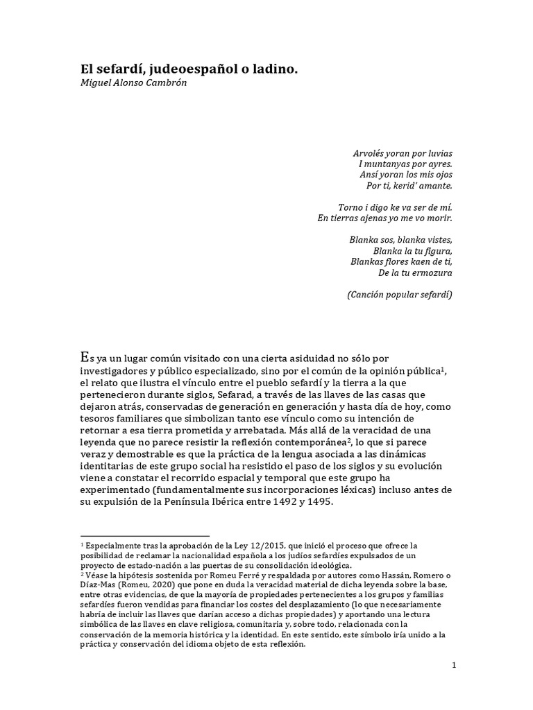 El_sefardi_judeoespanol_o_ladino | PDF | Lengua española | Judios