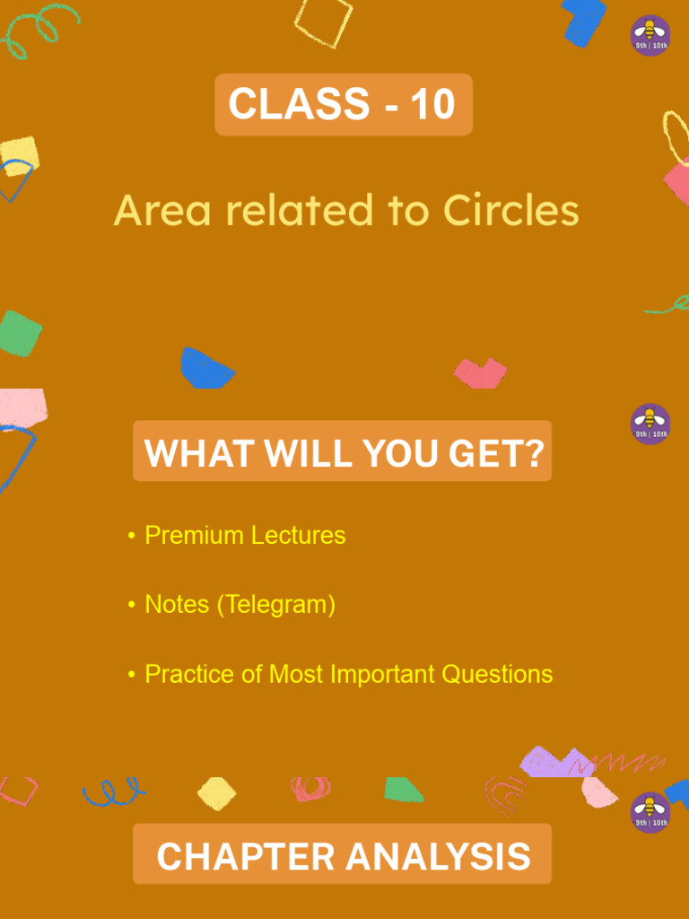 Class 10 Area Related to Circles Notes | PDF | Area | Circle