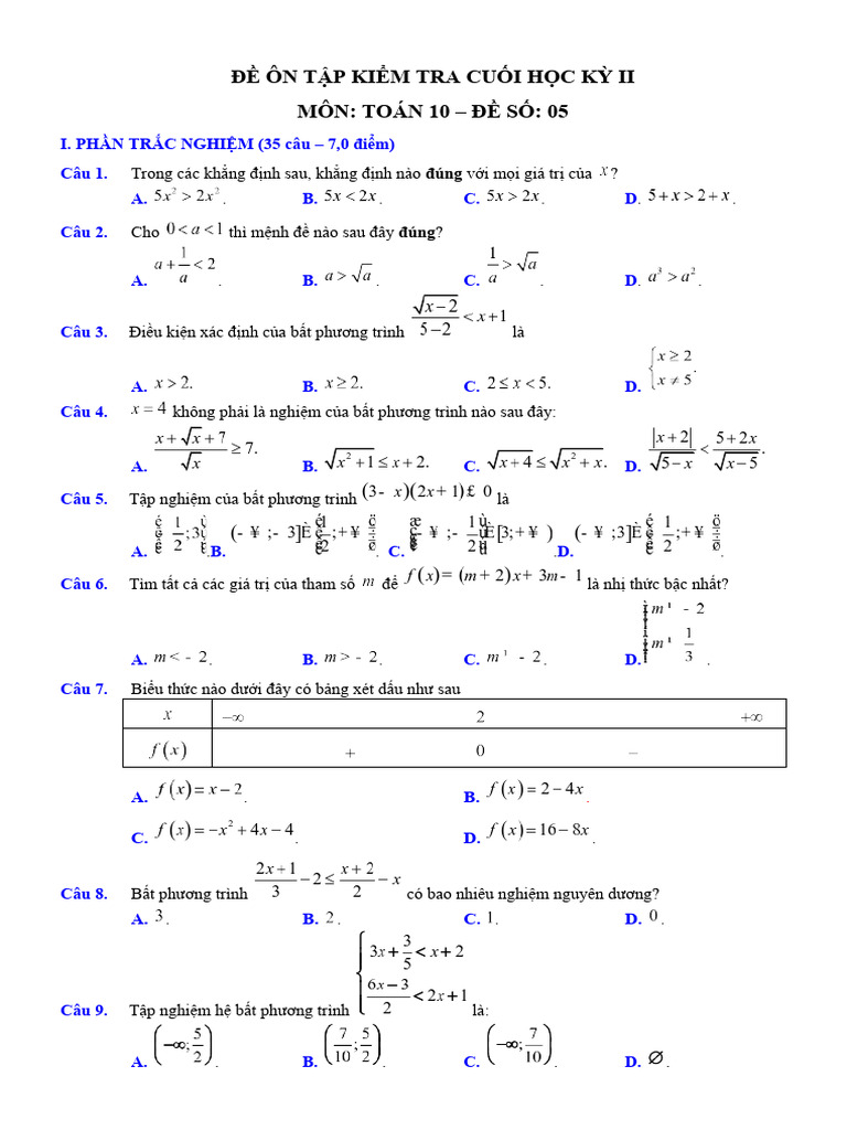 1 de Cuoi Ki 2 Toan 10 Chuan BGD Va DT 2020 de 05 - HDG | PDF