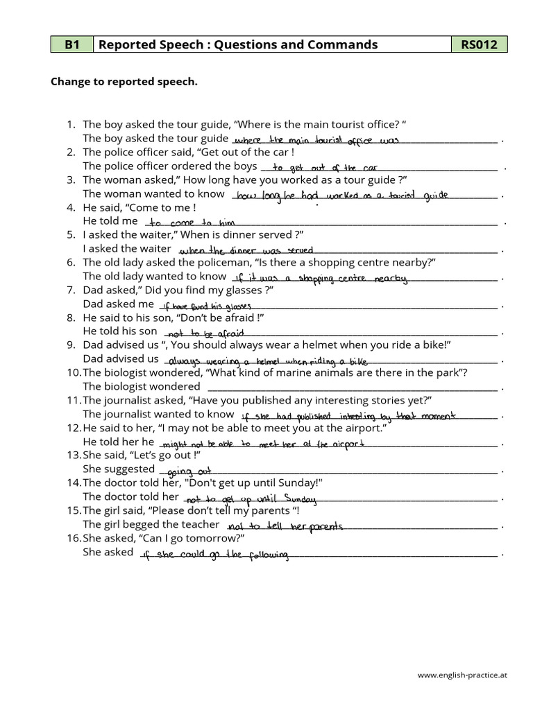 Reported Speech | PDF