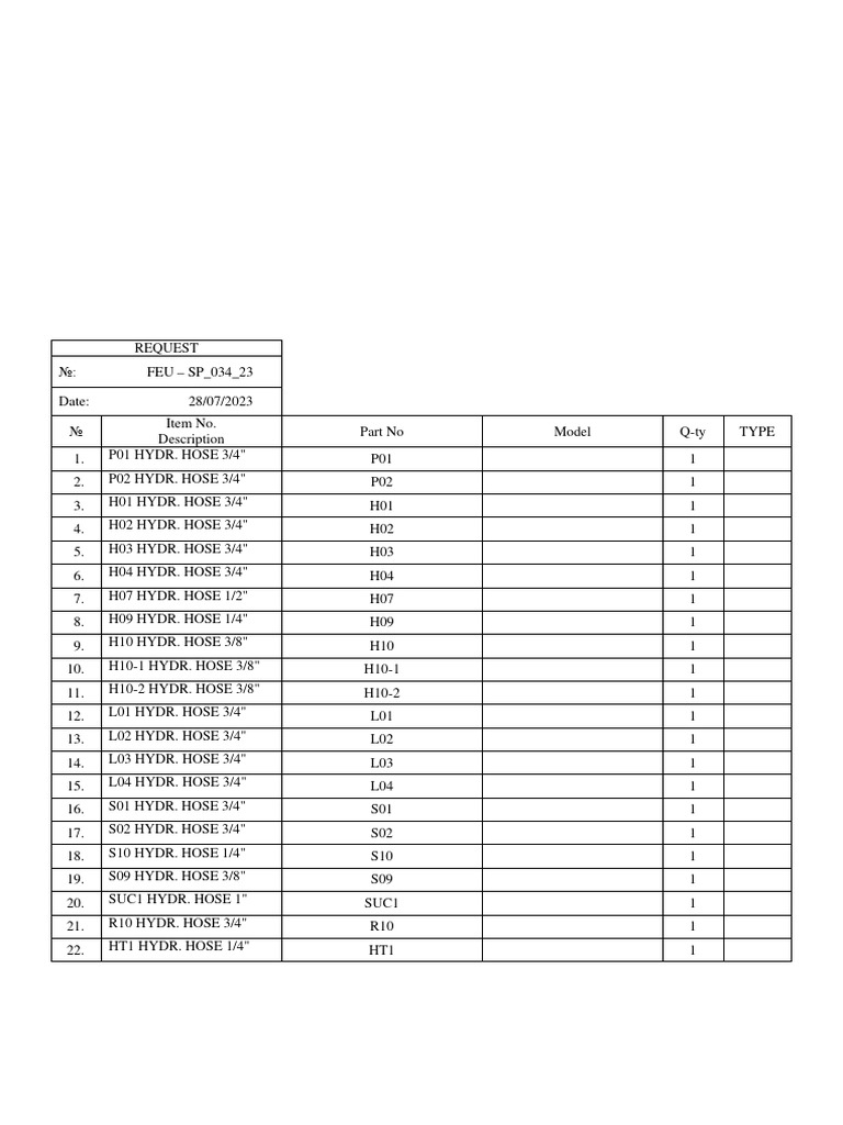 31.7.2023 FEU SP - 034 - 23 - Provision Cranes Hydraulic Hoses | PDF ...