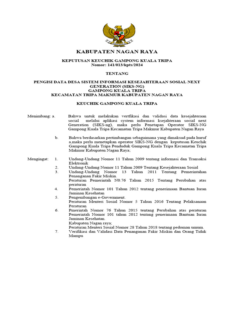 SK Operator Siks NG Terbaru 2024 | PDF
