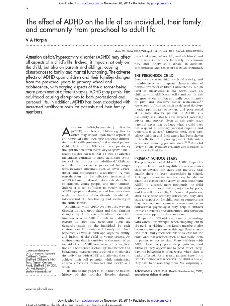 Prognosis | PDF | Sibling | Attention Deficit Hyperactivity Disorder