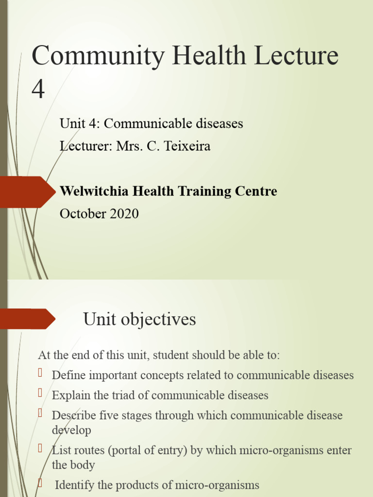 Unit 5 Communicable Diseases | PDF | Infection | Non Communicable Disease