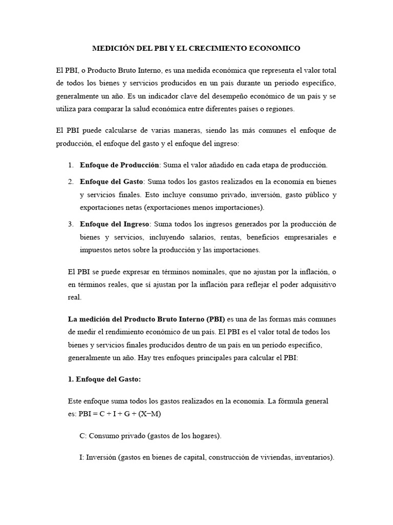 Medición Del Pbi y El Crecimiento Economico | PDF | Producto Interno Bruto | Crecimiento económico