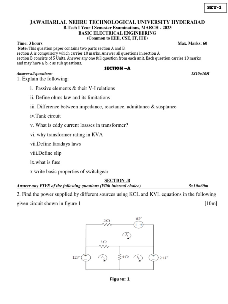 BEE MODEL QUESTION PAPERs March 2023 (R22) | PDF | Electric Motor ...