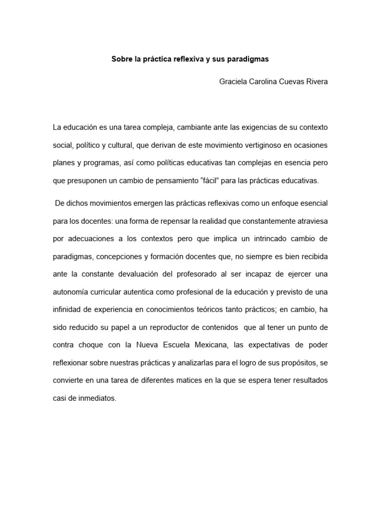 Práctica Reflexiva en la Docencia | PDF | Enseñando | Maestros