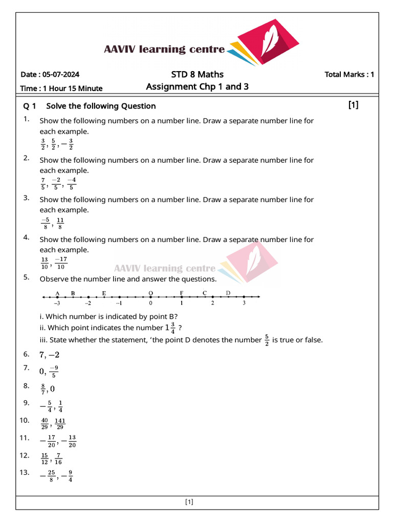 STD VIII Assignment CHP 1 and 3 | PDF | Geometry | Elementary Geometry