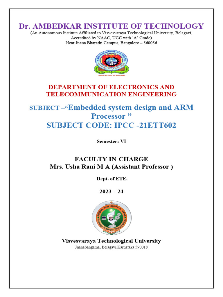 Final Embedded Systems Design and Arm Processor Manual | PDF | Microcontroller | Relay