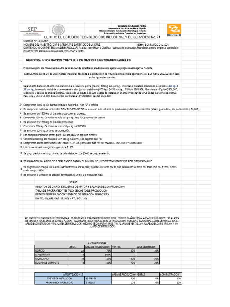 Sabrosanas Sa Decv | PDF | Depreciación | Contabilidad financiera