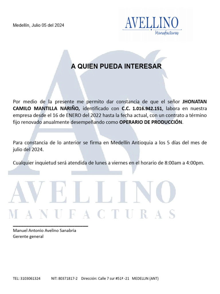 FORMATO CARTA LABORAL.docx (3) | PDF