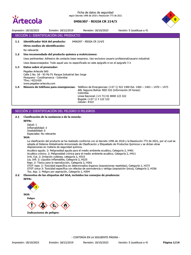Fds Regia CR 214-5 v5 | PDF | Agua | Química