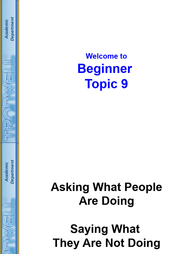Beginner Topic 9 Actions People Are Doing | PDF