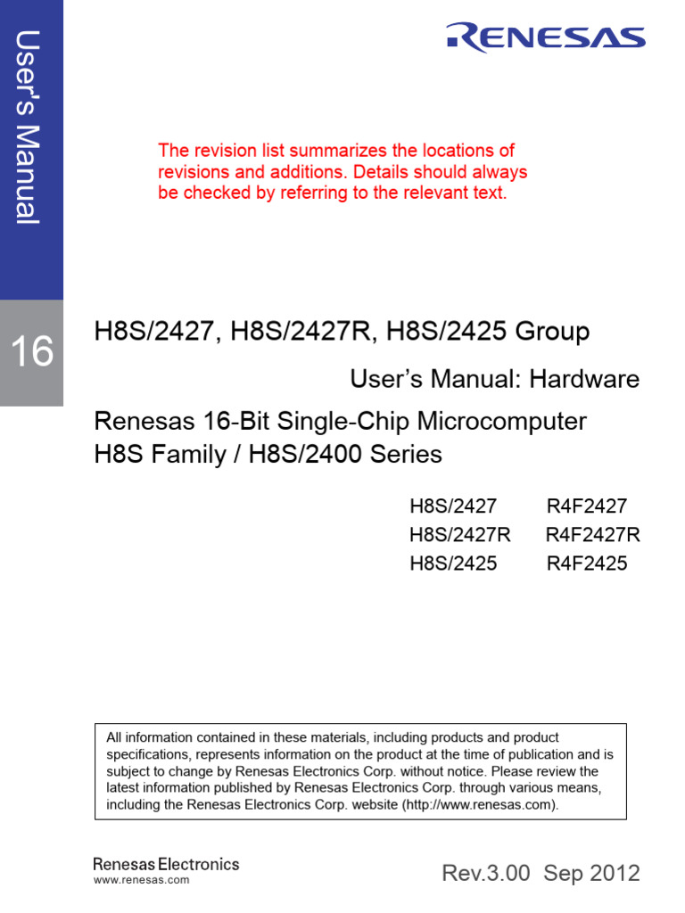 H8S/2427, H8S/2427R, H8S/2425 Group | PDF | Dynamic Random Access ...