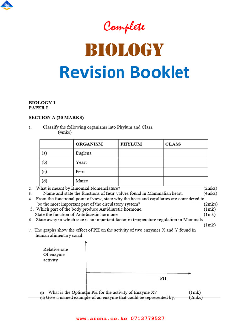 Biology Revision Booklet | PDF | Kidney | Meiosis