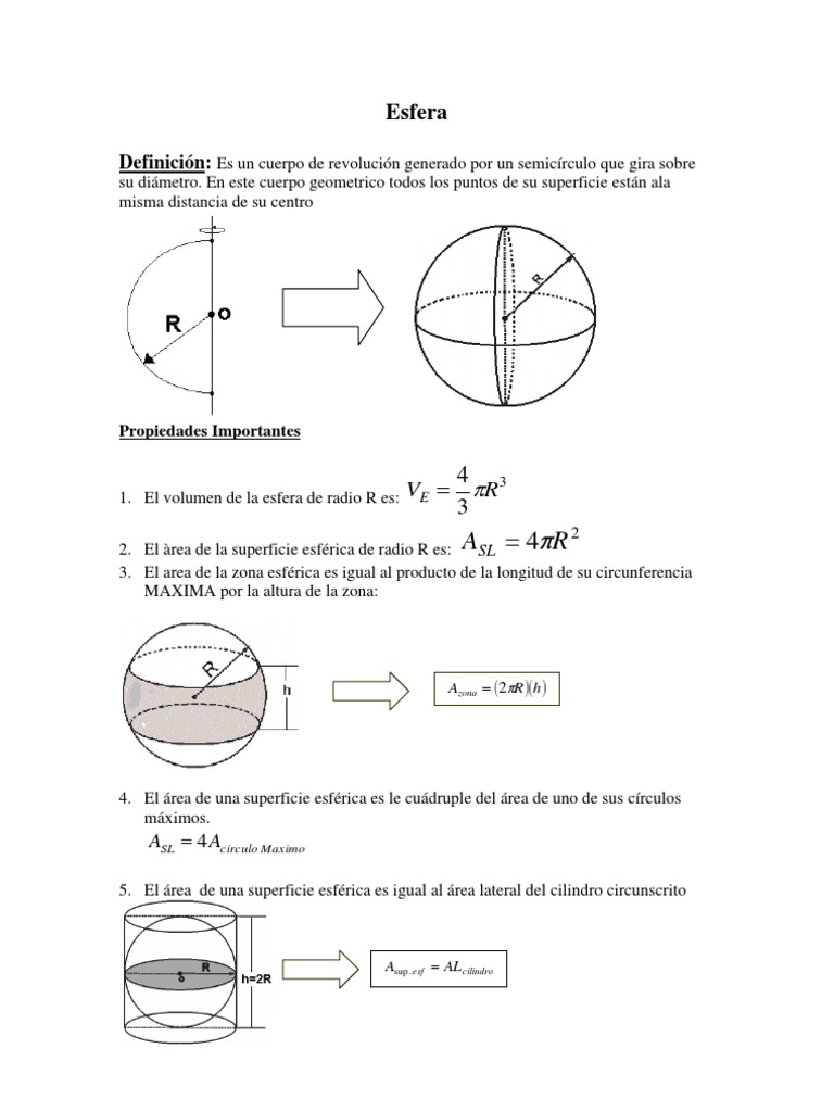 Propiedades y Ejercicios de Esferas | PDF | Esfera | Zona