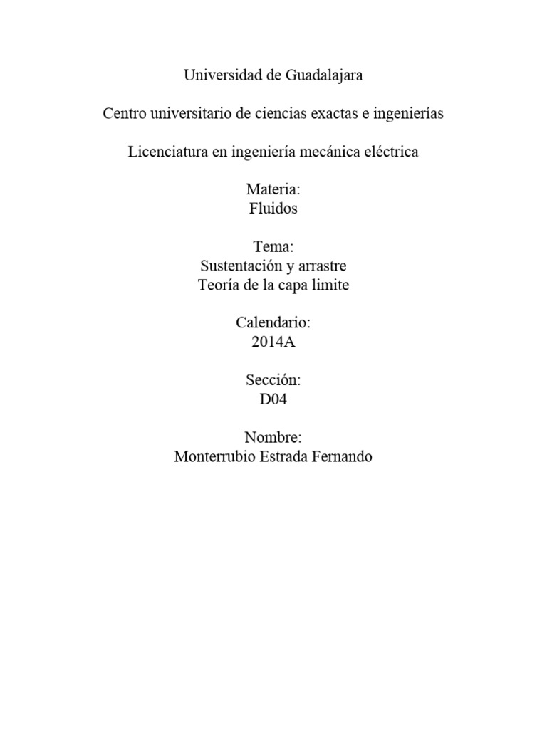 Capa Limite 1 | PDF | Arrastrar (Física) | Levantar (Fuerza)