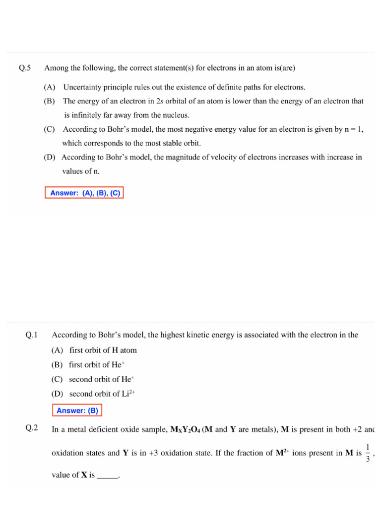 Atomic Structure 2024 Main Advanced | PDF