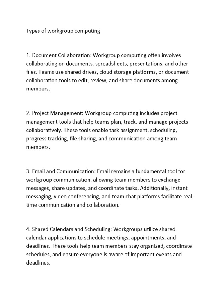 Types of workgroup computing | Download Free PDF | Collaboration | Computing