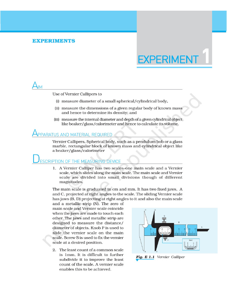 Class-11-Physics-Experiments-1-to-5 | PDF