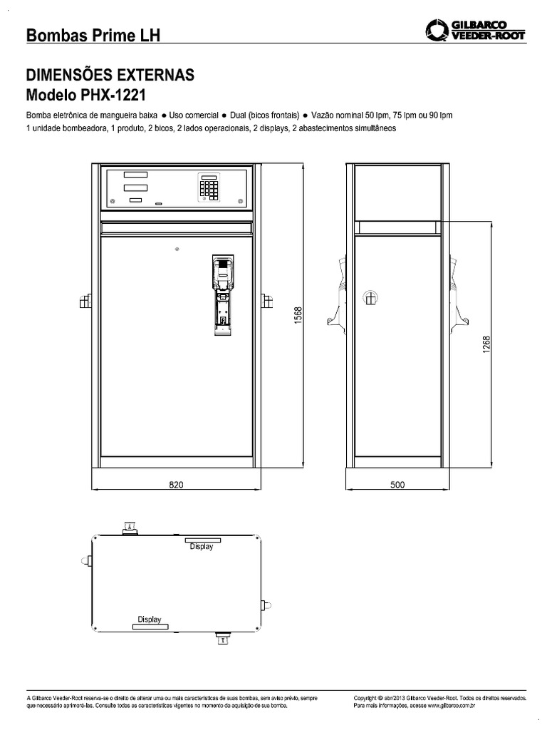 Dimensões Externas Prime LH PHX-1221 | PDF