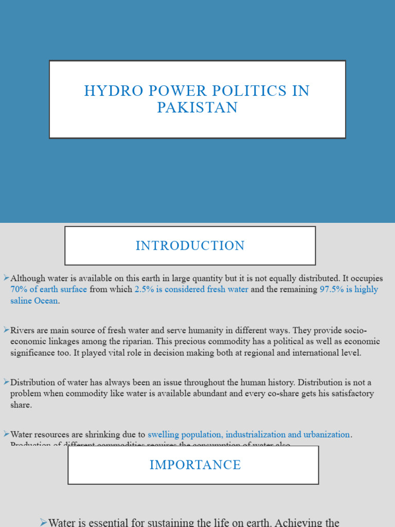 Lms Hydro Power Politics in Pakistan | PDF | Indus River | Hydrology
