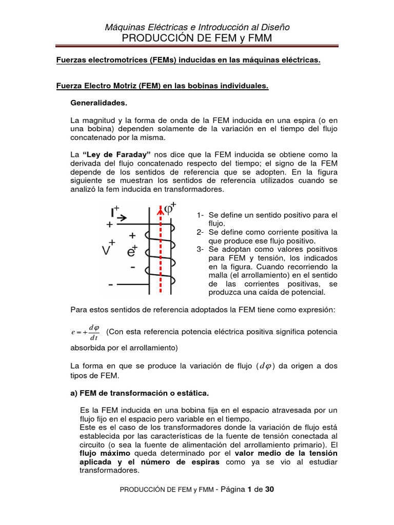 Producción de FEM en Máquinas Eléctricas | PDF | Transformador ...