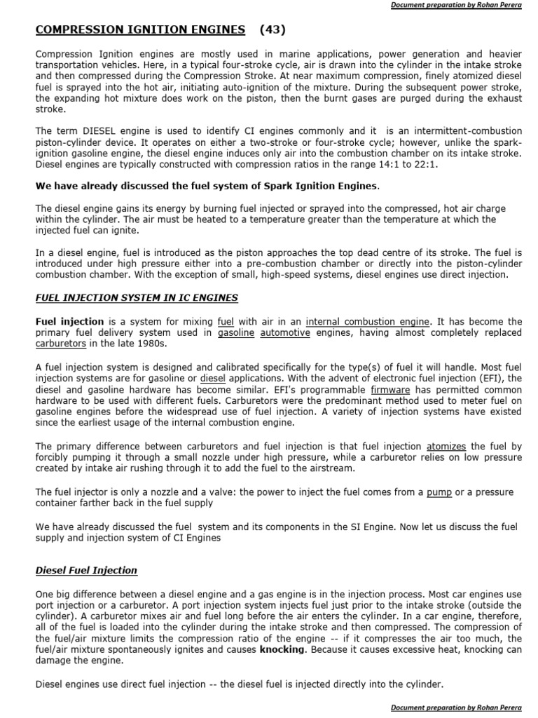 Fuel System of CI Engines | PDF | Internal Combustion Engine | Fuel Injection