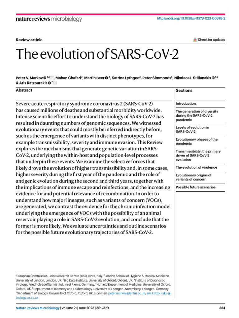 The Evolution of Sars-Cov-2: Microbiology | PDF | Virus | Mutation