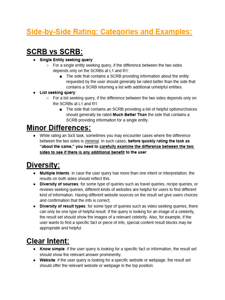 Side-by-Side Rating - Categories and Examples | PDF | Cyberspace ...