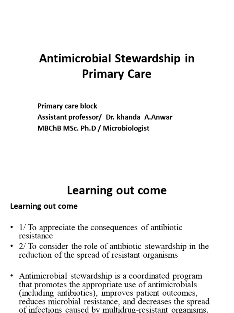 Antimicrobial Stewardship in Primary Care | PDF | Antimicrobial Resistance | Patient